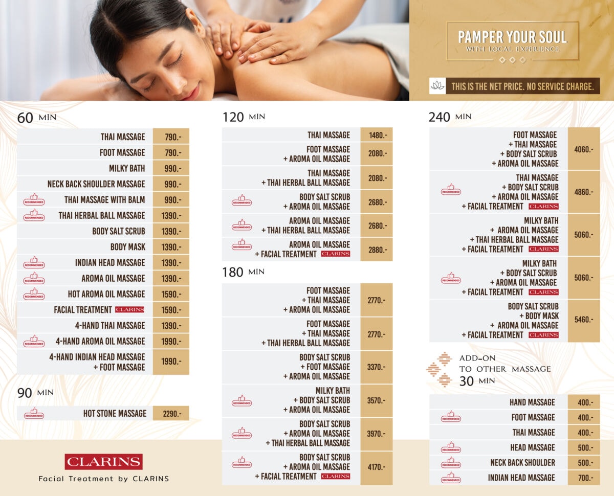 Spa Menu - Makkha Health & Spa