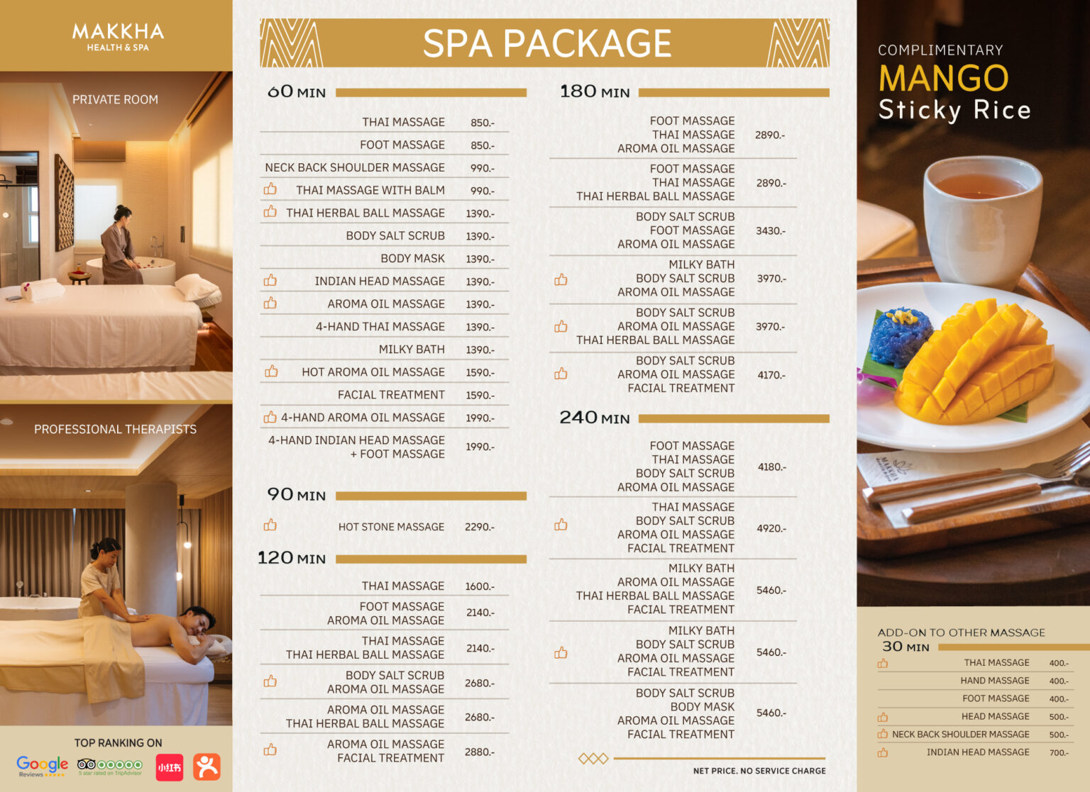 Spa Menu - Makkha Health & Spa